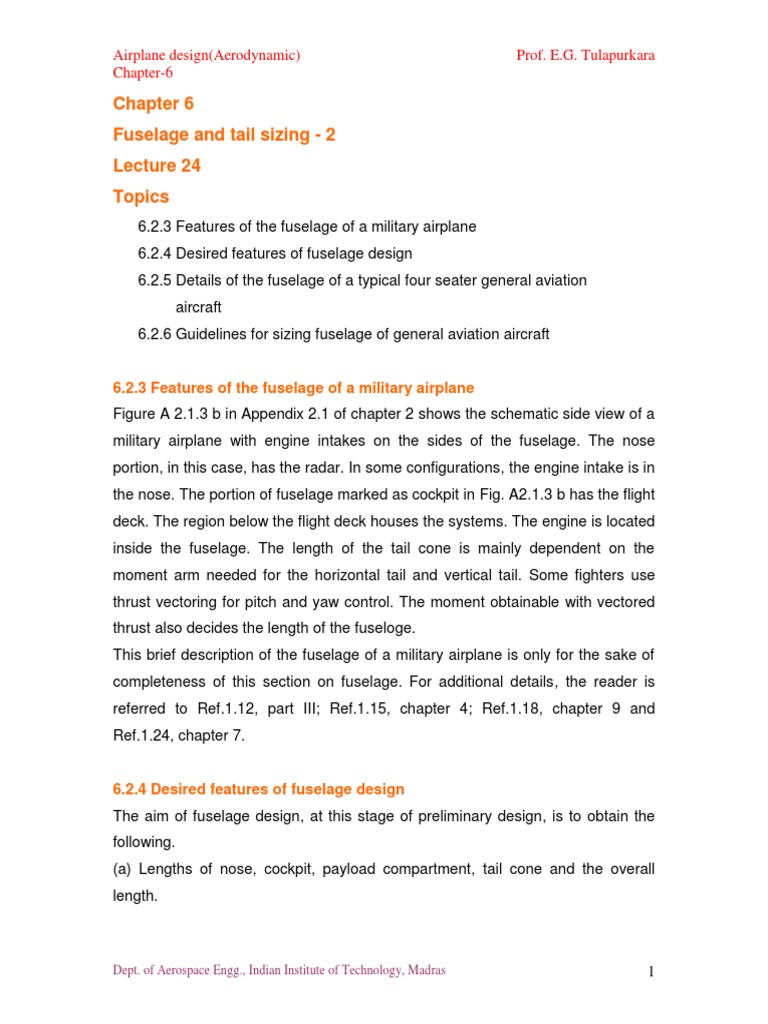 Fuselage and Tail Sizing - 2 Topics: Airplane Design (Aerodynamic) Prof ...