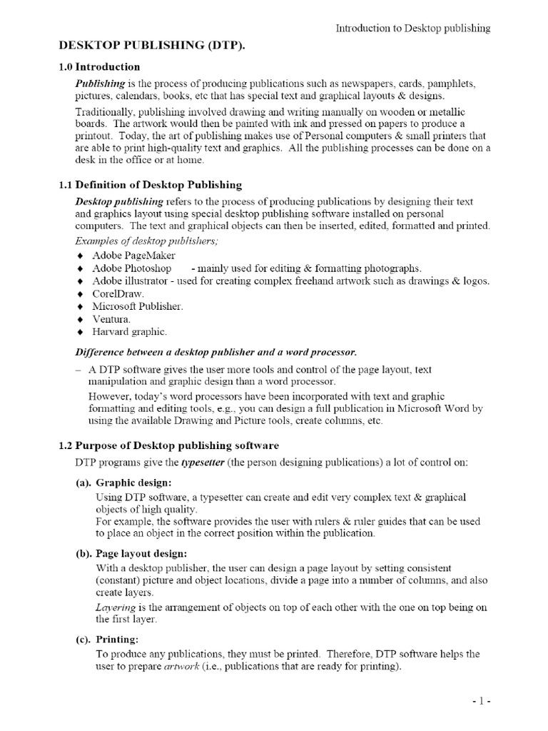 Introduction To Desktop Publishing | PDF
