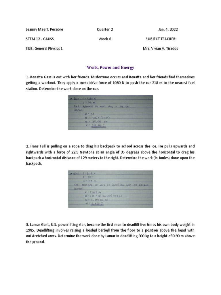 GEN. PHYSICS 1 (Week 6) | PDF | Kinetic Energy | Ceres (Dwarf Planet)