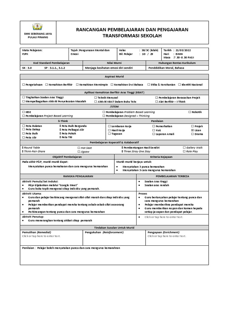 RPH 2022 PJK Ting 3 | PDF