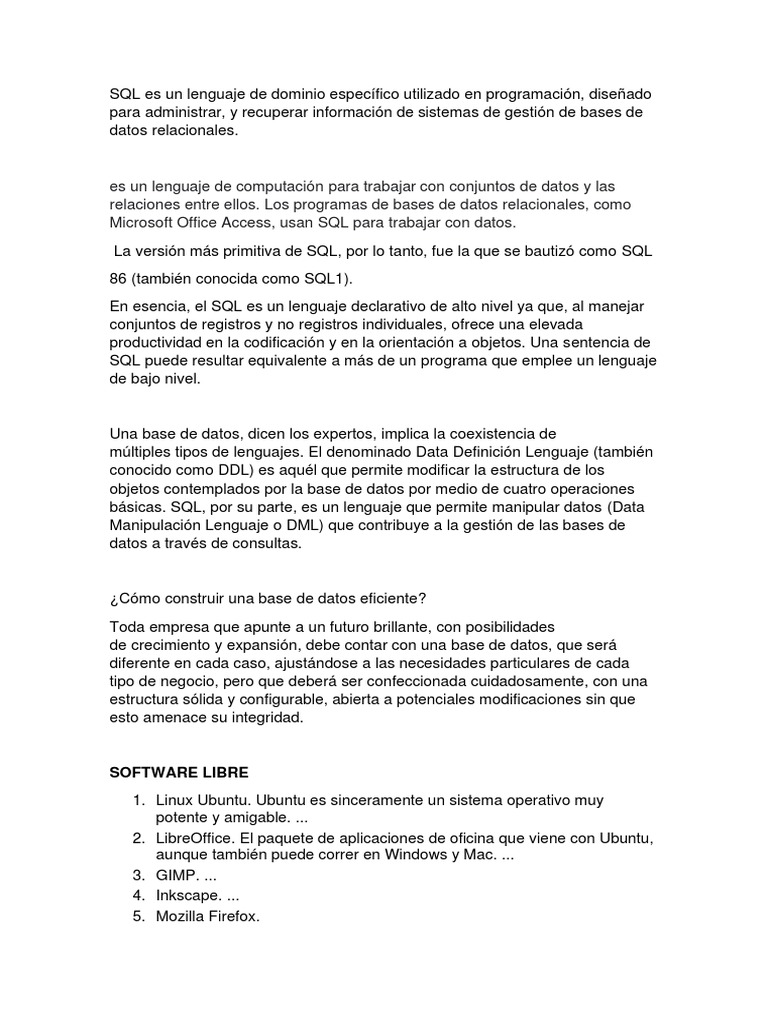 Trabajo Final | Unduh gratis PDF | SQL | Software libre