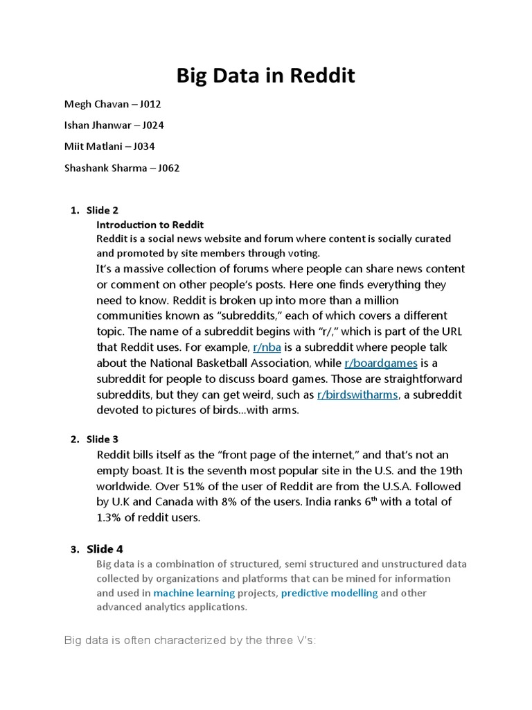 Big Data in Reddit: 1. Slide 2 Introduction To Reddit | PDF | Big Data ...