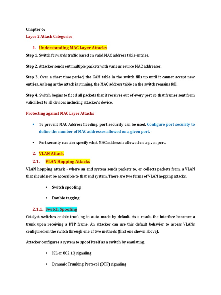 Understanding Layer 2 Attacks and Mitigation Techniques | PDF | Computer Standards | Port ...