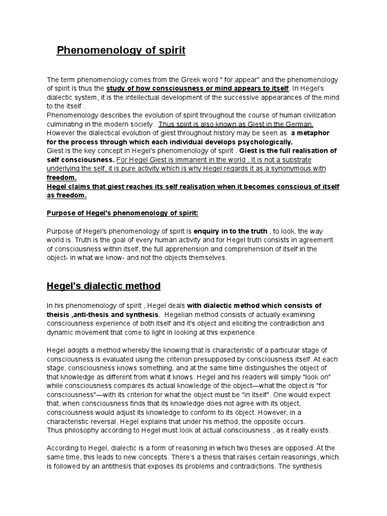 Phenomenology of Spirit: Hegel's Dialectic Method | PDF | Georg Wilhelm Friedrich Hegel | Dialectic