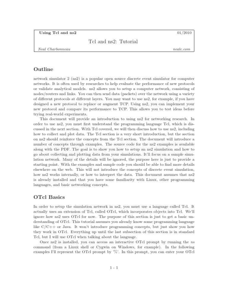 TCL and ns2: Tutorial | PDF | Parameter (Computer Programming) | Array ... TCL and ns2: Tutorial | PDF | Parameter (Computer Programming) | Array ...