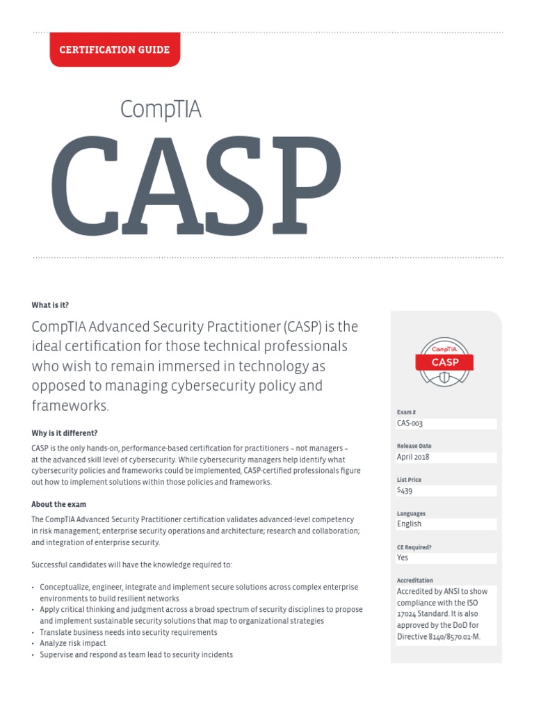 CASP Certification Guide ONLINE | PDF | Comp Tia | Computer Security