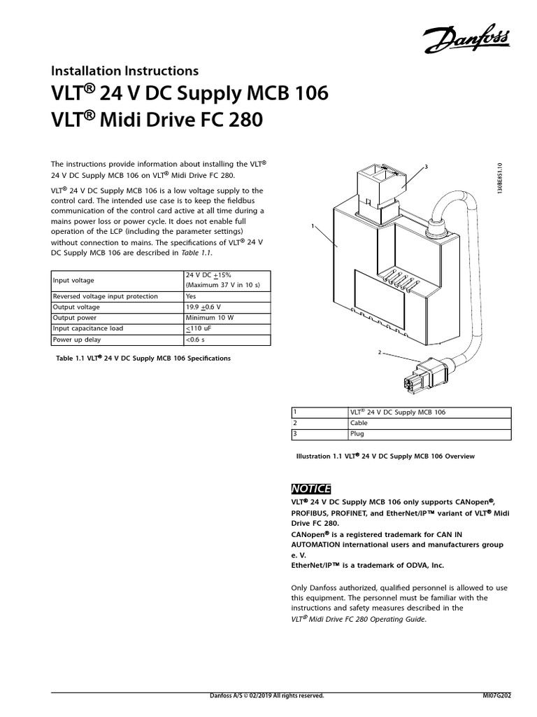 Danfoss Power Supply Installation Guide | PDF | Power Supply | Capacitor