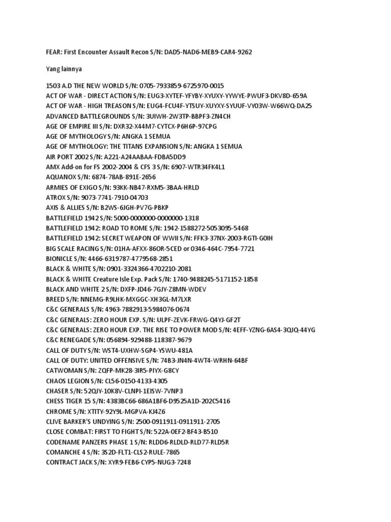 FEAR Combat Serial | PDF