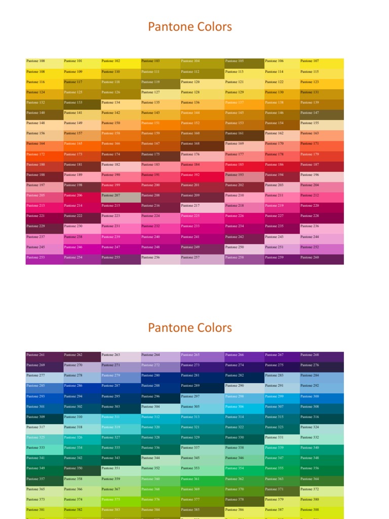 Printable Pantone Color Chart | PDF | Information And Communications ...