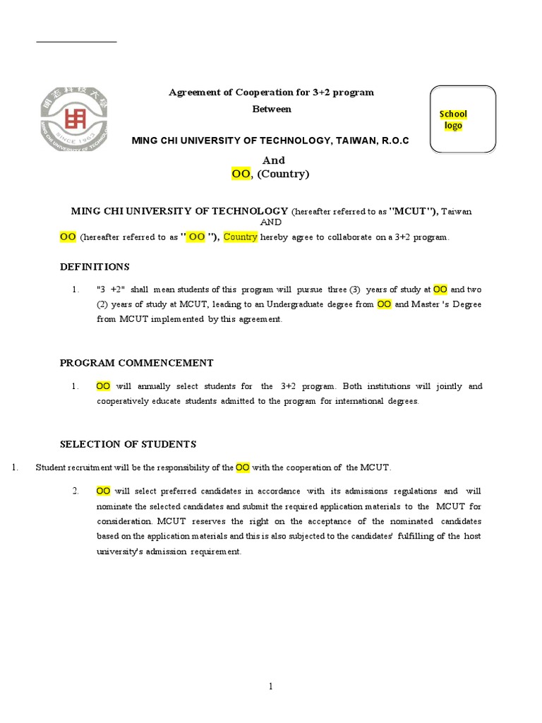 32 With MCUT MoA Template | PDF | Thesis | Academic Degree