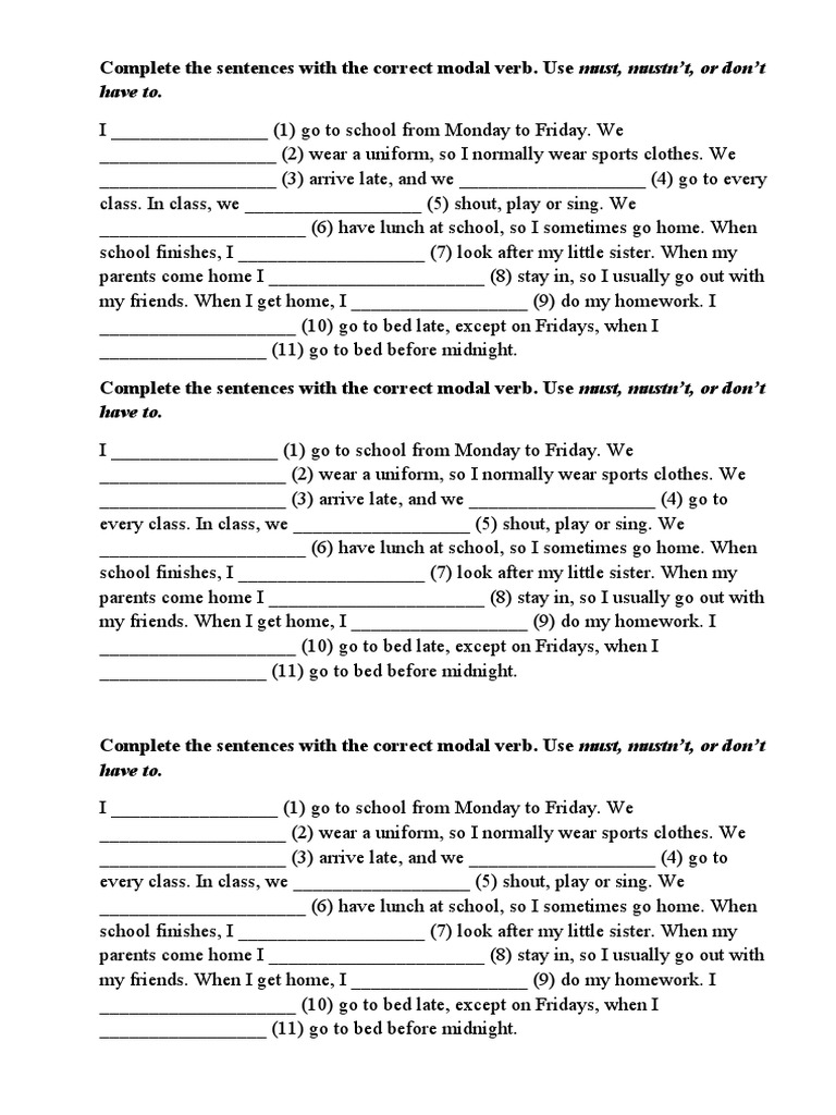 Modal Verb Exercises for Students | PDF