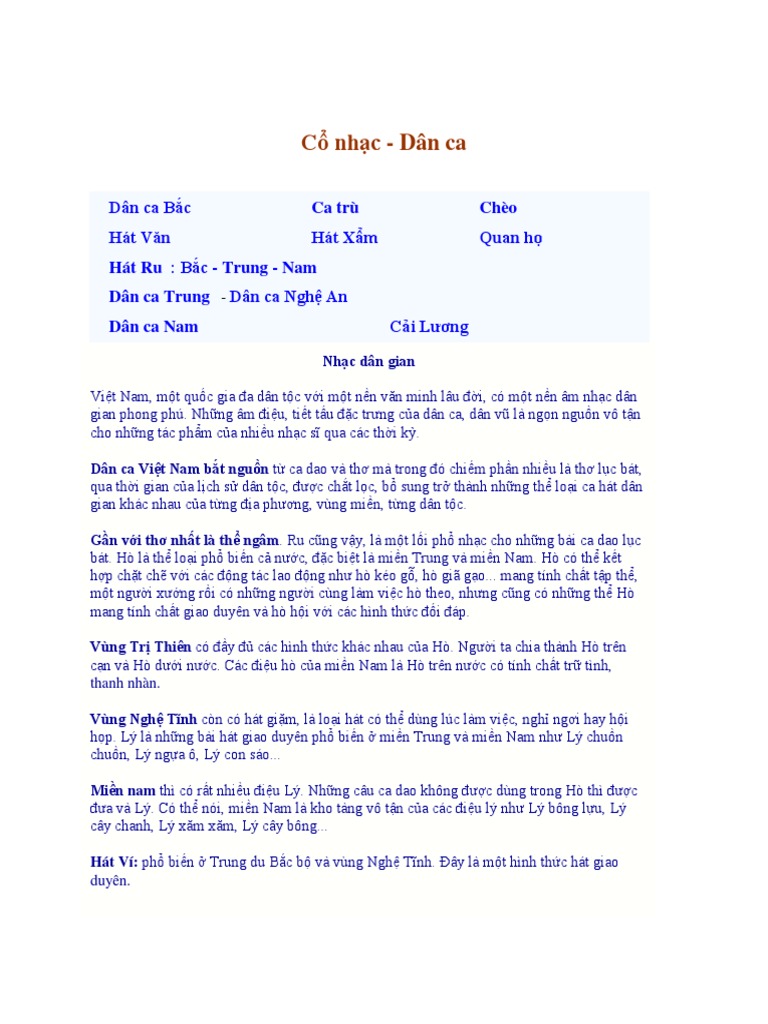 Bai Ca Co Nhac | PDF