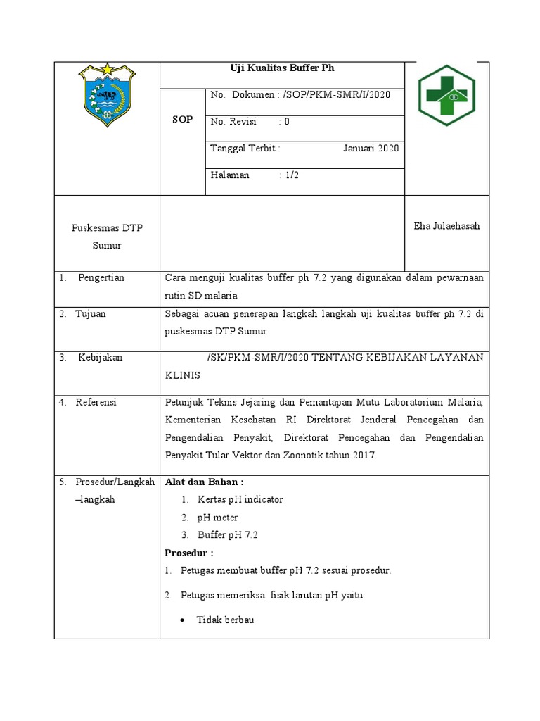 Uji Kualitas Buffer pH 7.2 Malaria | PDF