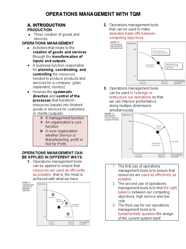 Operations Management With TQM: A. Introduction | PDF | Operations ...