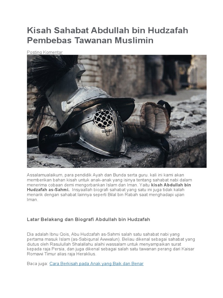 Kisah Abdullah Bin Hudzafah | PDF