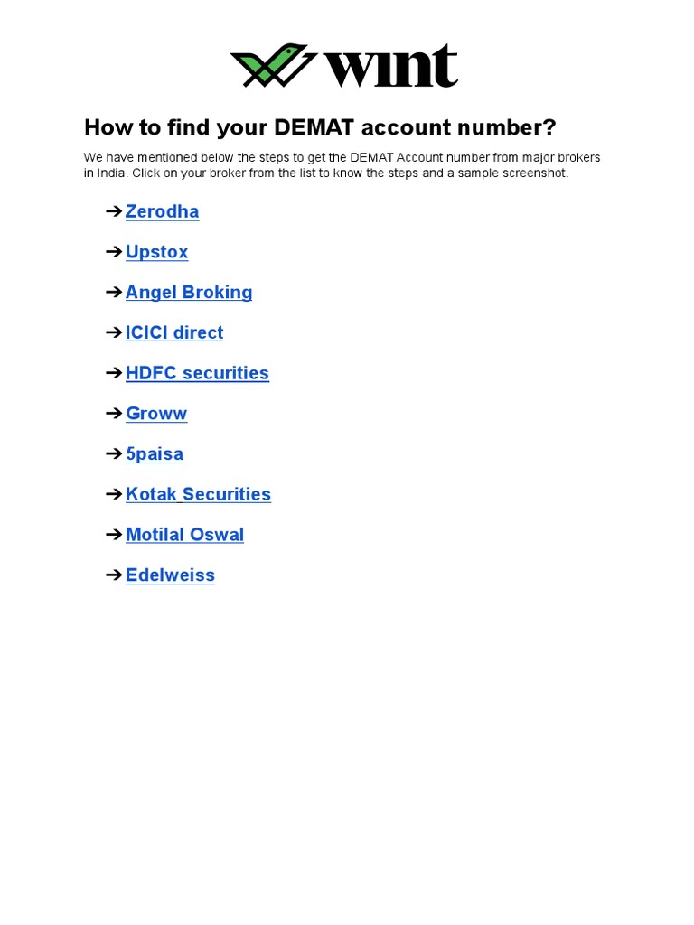 How To Find Your DEMAT Account Number? | PDF | Business | Finance ...
