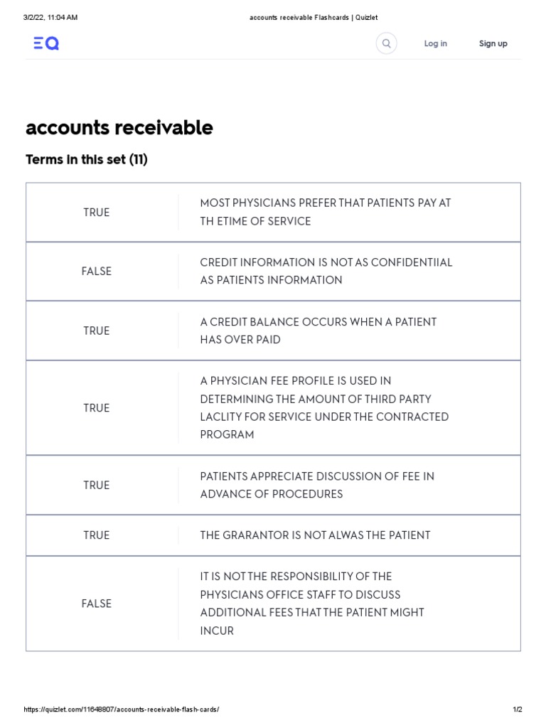 Accounts Receivable Flashcards - 5 | PDF | Service Industries | Health Care