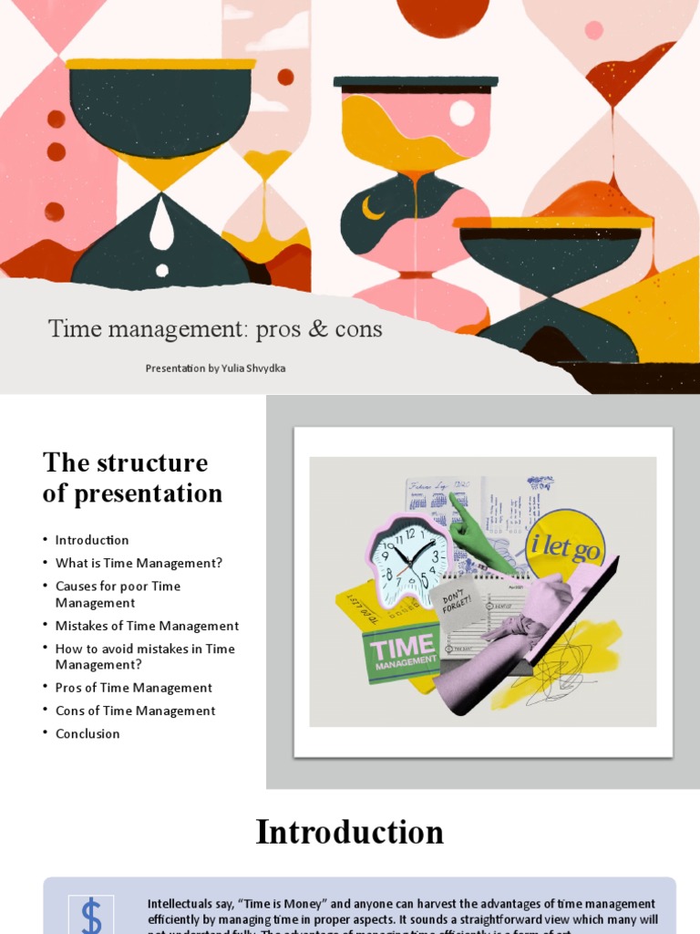 Time Management: Pros & Cons: Presentation by Yulia Shvydka | PDF ...