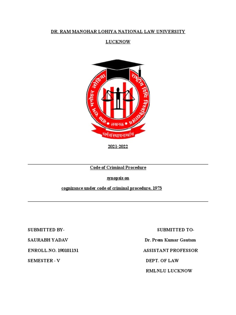 Synopsis of CRPC (190101131) | PDF | Criminal Procedure In South Africa | Public Law