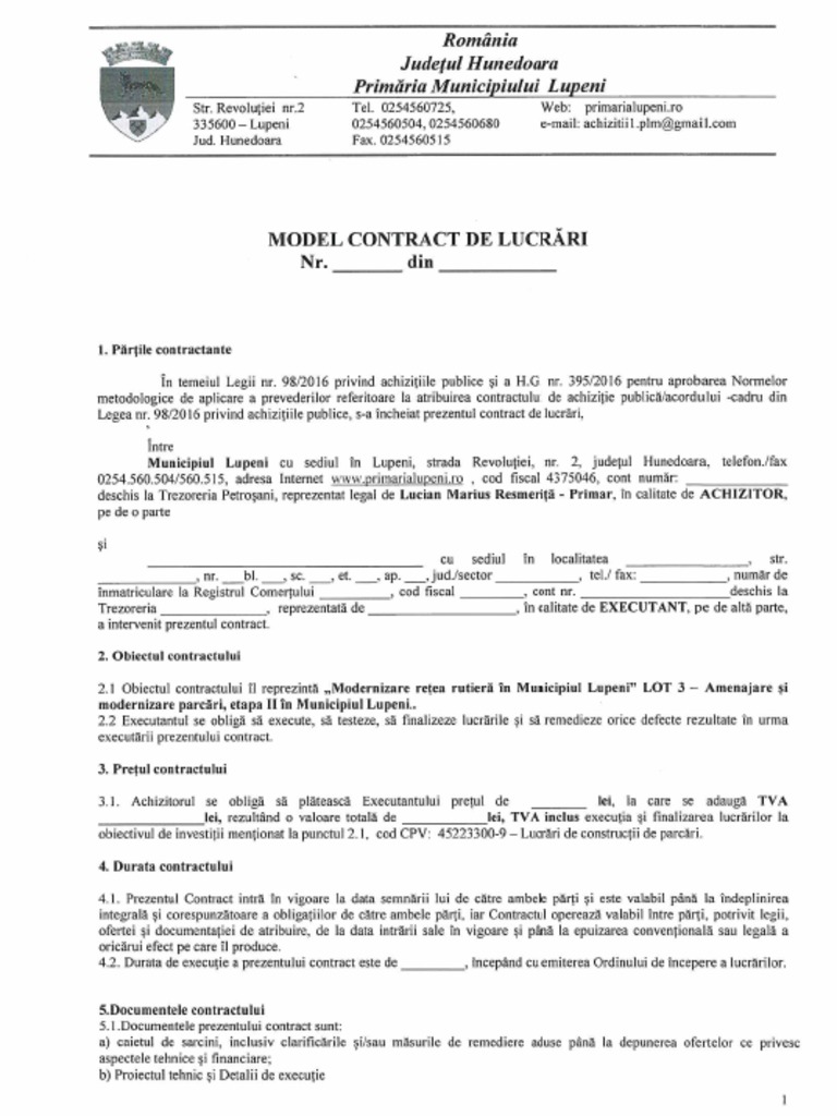 08.model Contract de Lucrari | PDF