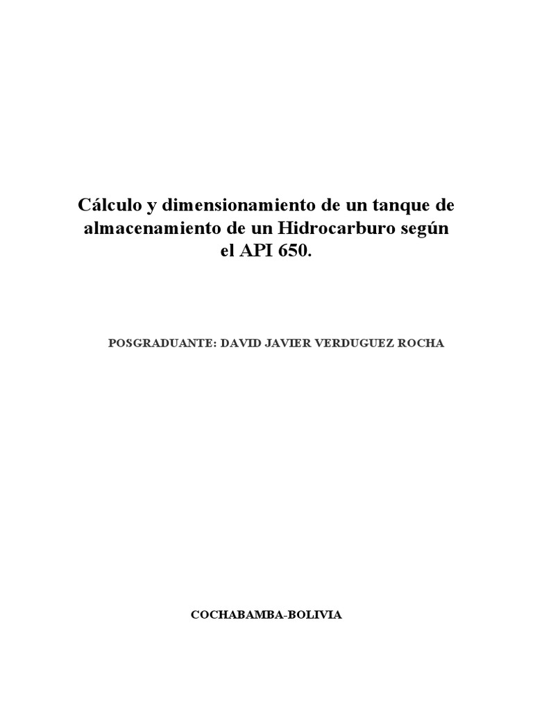 Cálculo y Dimensionamiento de Un Tanque de Almacenamiento de Un ...