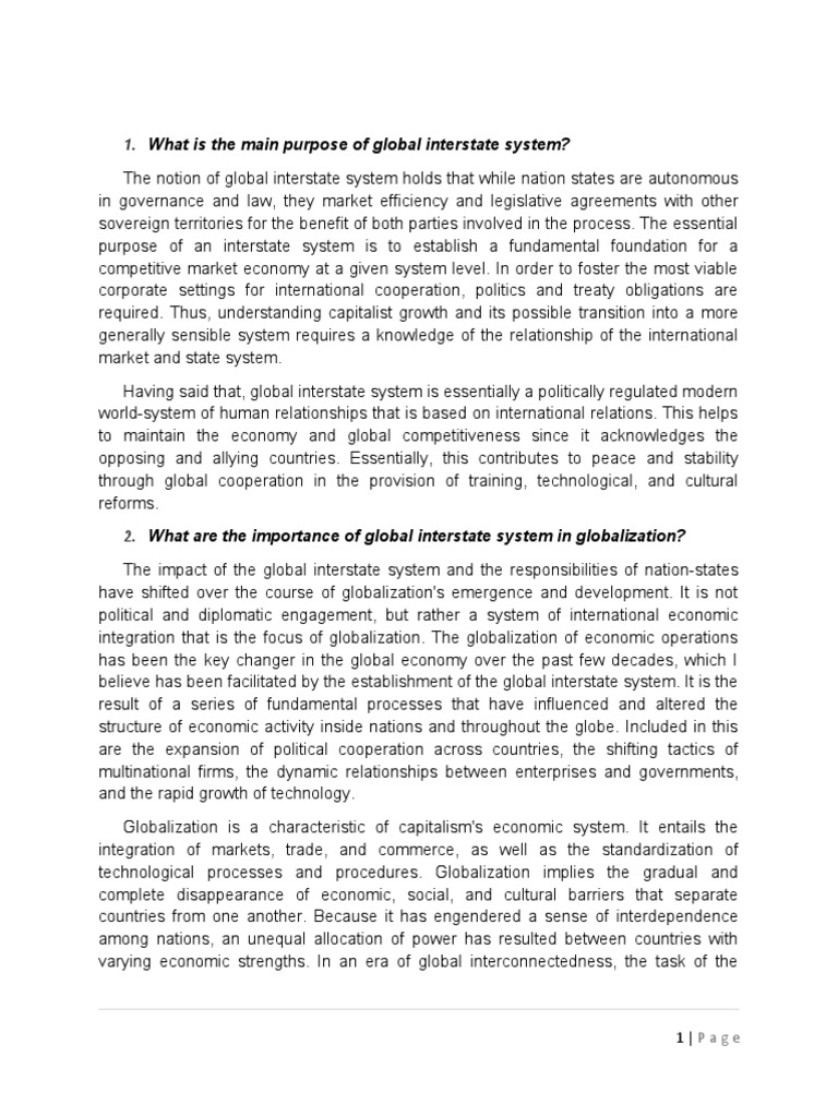 Global Interstate System and Global Governance | PDF | Governance ...