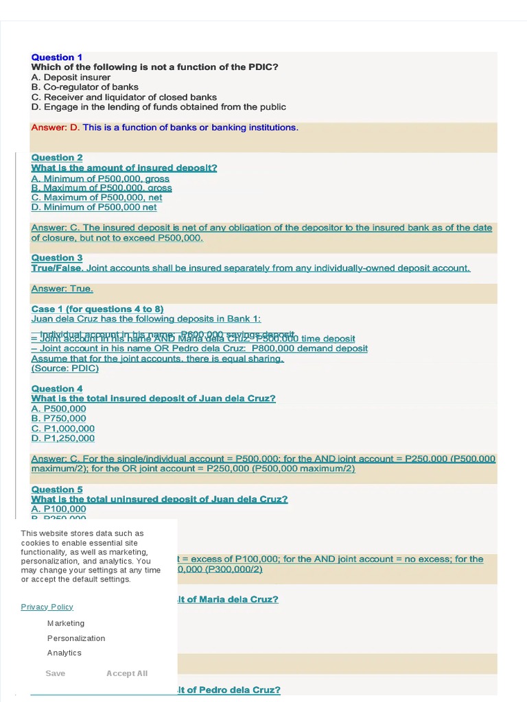 PDIC Insurance Coverage Explained | PDF | Deposit Account | Banks