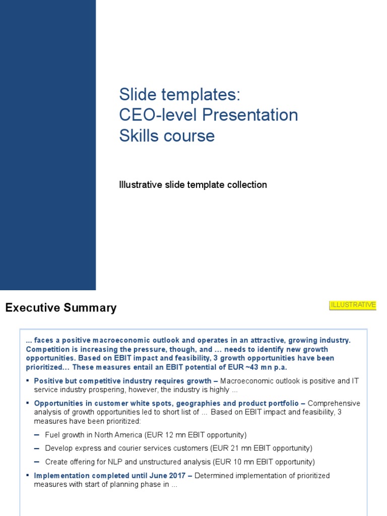 Slide Templates: CEO-level Presentation Skills Course: Illustrative ...