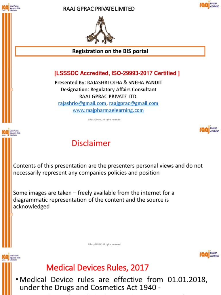 Registration On The BIS Portal | PDF | Medical Device | Standardization