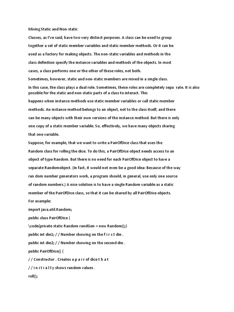 Mixing Static and NonStatic | PDF | Class (Computer Programming) | Method (Computer Programming)