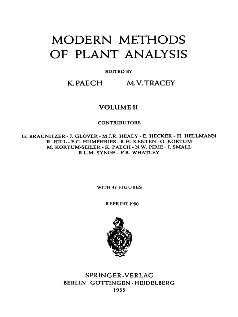 Modern Methods of Plant Analysis | PDF | Chromatography | Carbohydrates