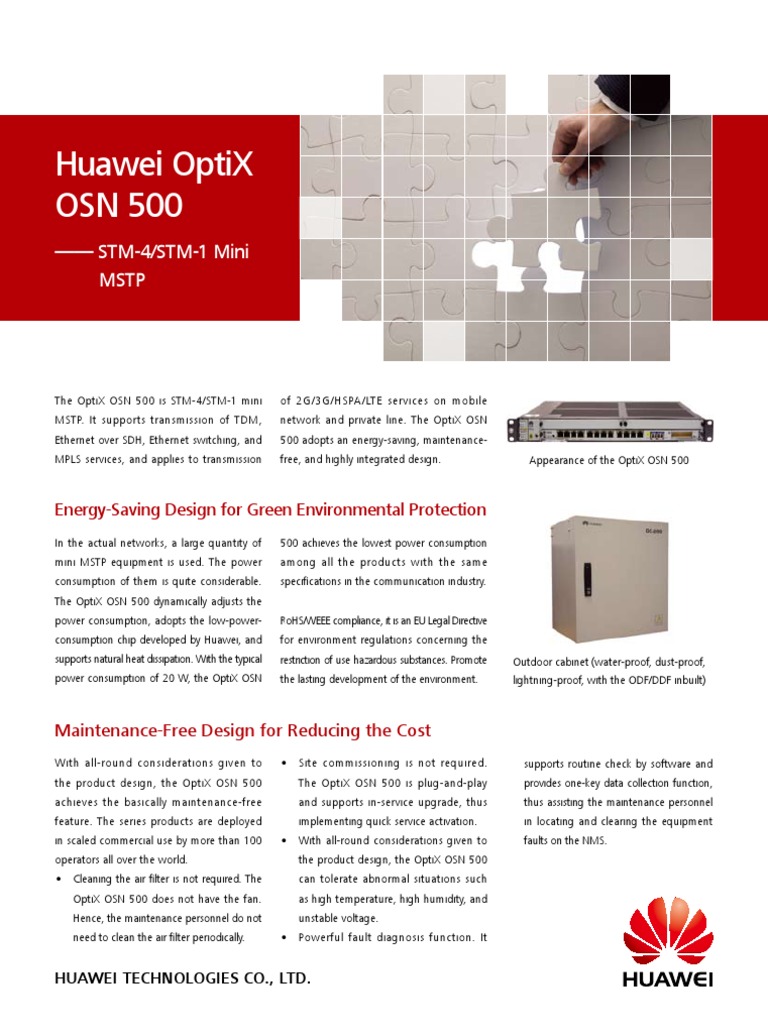 Huawei Optix Osn 500: - Stm-4/Stm-1 Mini MSTP | PDF | Computer Network | Electronics