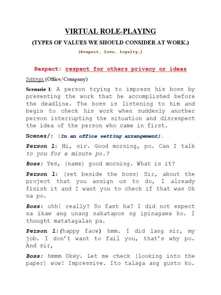 VIRTUAL ROLE Script | PDF
