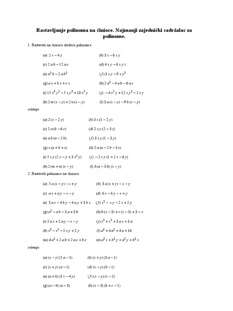 Algebarski Razlomci | PDF