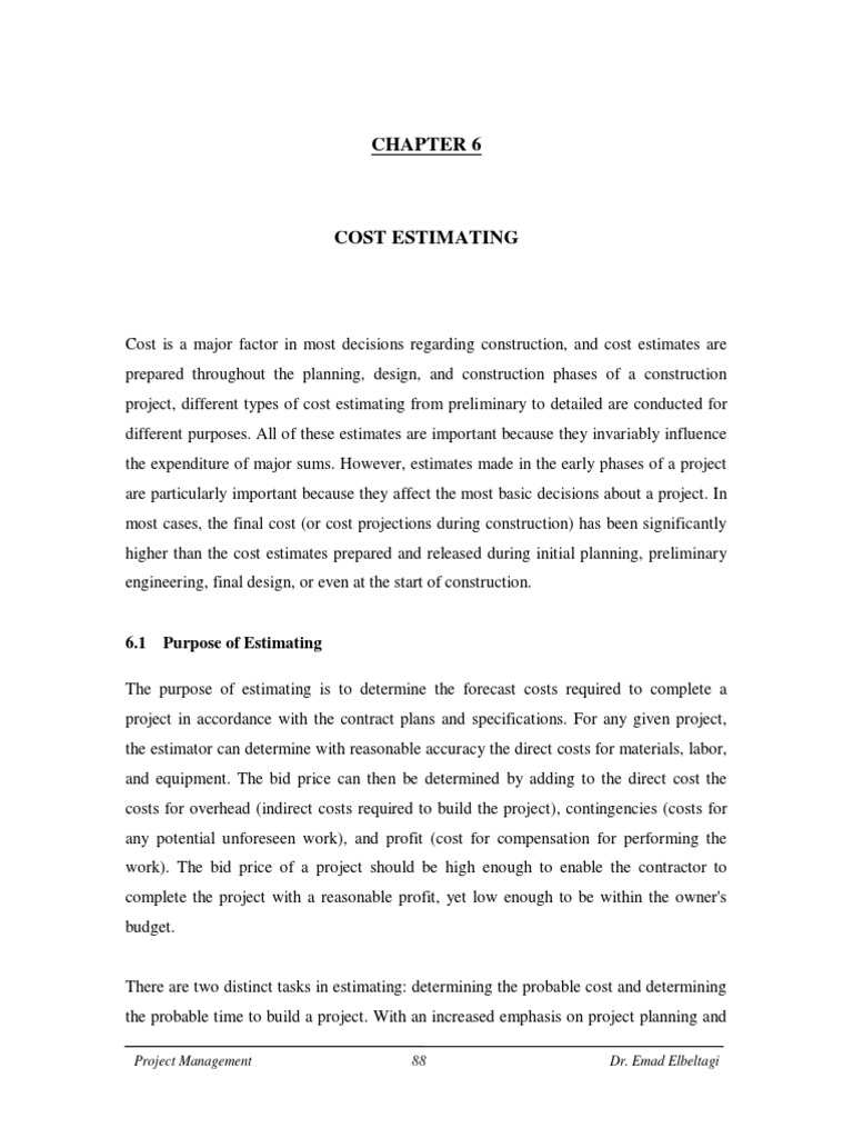 CH 6 - Cost Estimating | PDF | Index (Economics) | Project Management