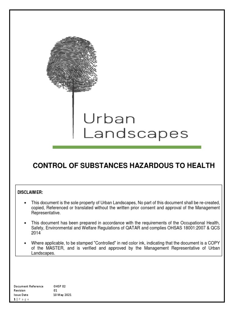 OHSP 4.3.1-02-Procedure For Control of Substances Hazardous To Health ...