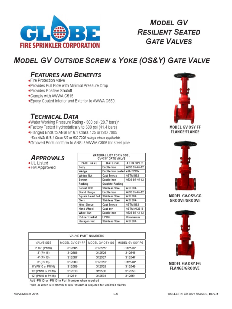 GV-OSY Resilient Gate Valve Overview | PDF | Valve | Screw