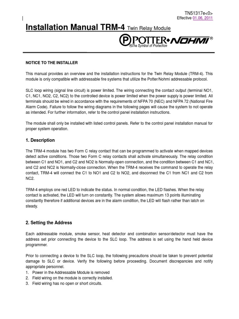 Installation Manual TRM-4: Twin Relay Module | PDF | Relay | Electric Power