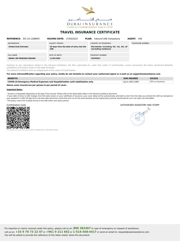 IN-221168945_Insurance | PDF | United Arab Emirates | Passport