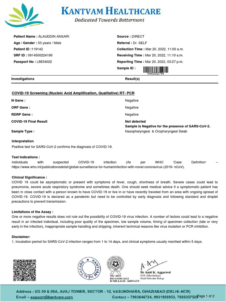 Alauddin Ansari Male53 Years 119412 | PDF | Infection | Medical Specialties