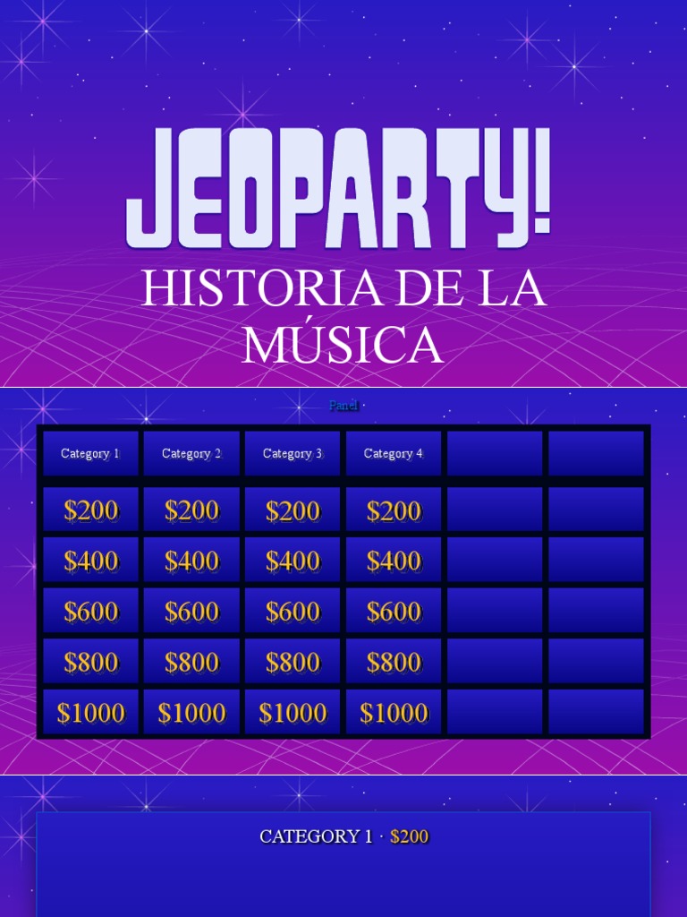 Juego Jeopardy Power Point | PDF | Las artes escénicas