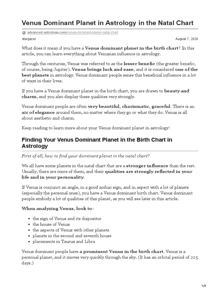 Understanding Venus as a Dominant Planet | PDF | Planets In Astrology ...
