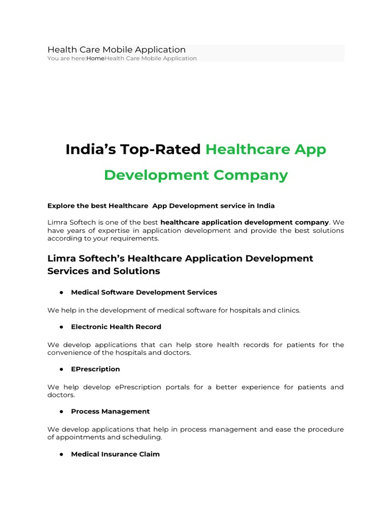 Health Care Mobile Application | PDF | Health Care | Web Application