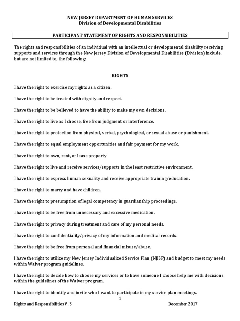 Participant Rights Responsibilities English | PDF | Disability | Privacy