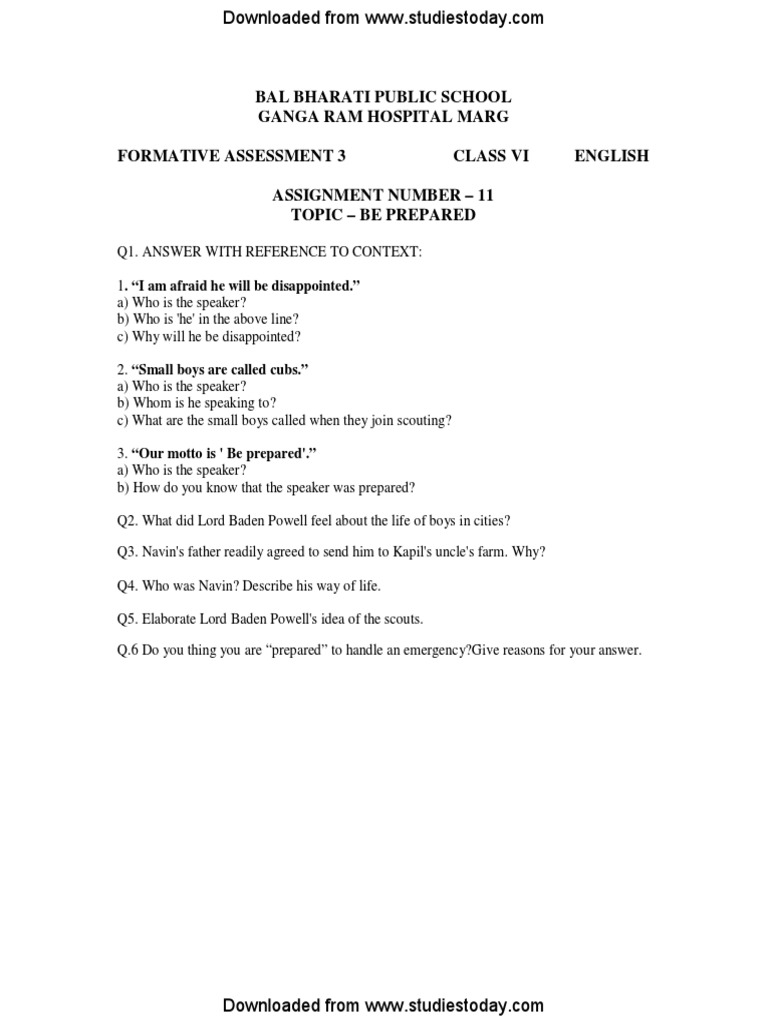 CBSE Class 6 English Practice Worksheets | PDF