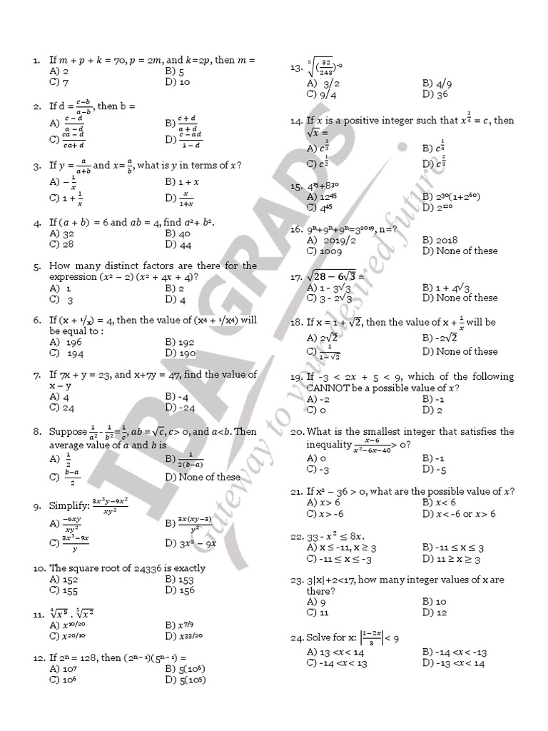 IBA Math Revision Handout | PDF | Area | Triangle