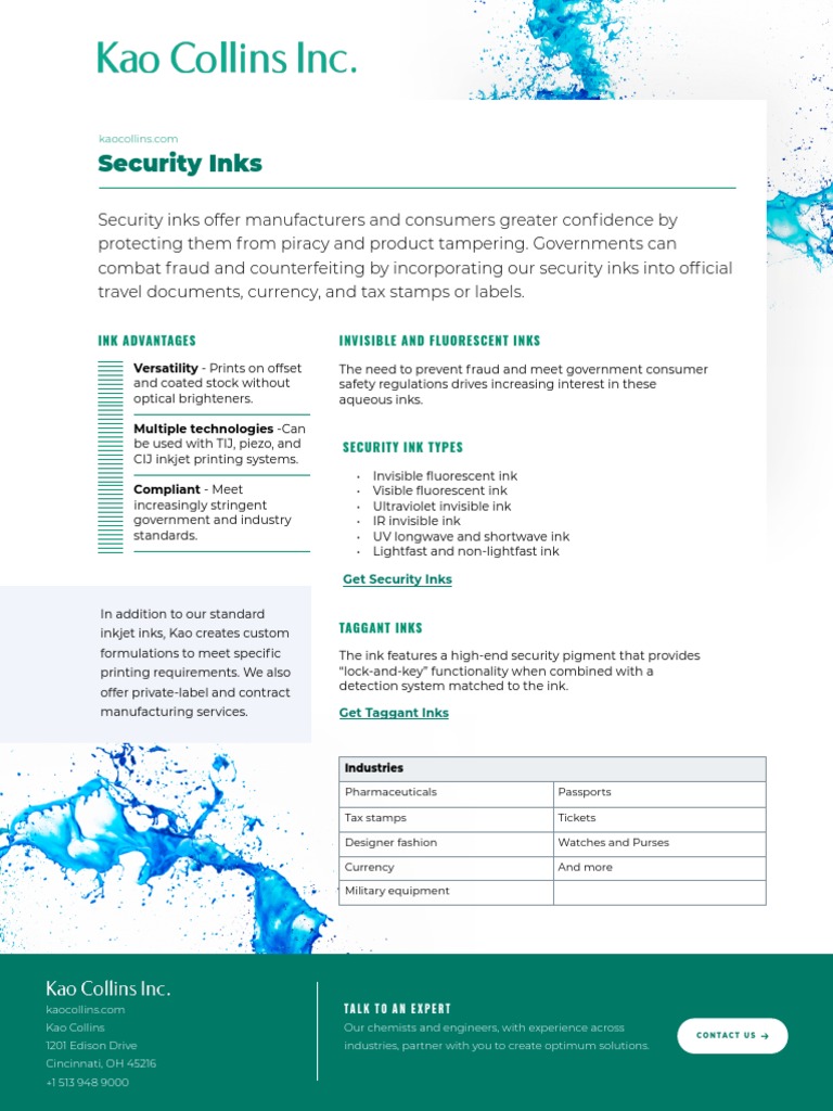 Kao Security Inks | PDF | Ink | Ultraviolet