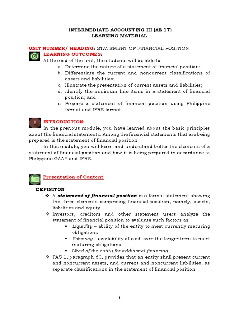 Statement of FInancial Position | PDF | Equity (Finance) | Retained ...