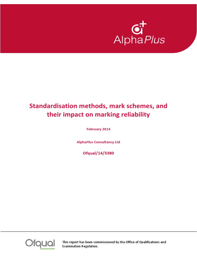 2014 02 14 Standardisation Methods Mark Schemes and Their Impact On Marking Reliability | PDF ...