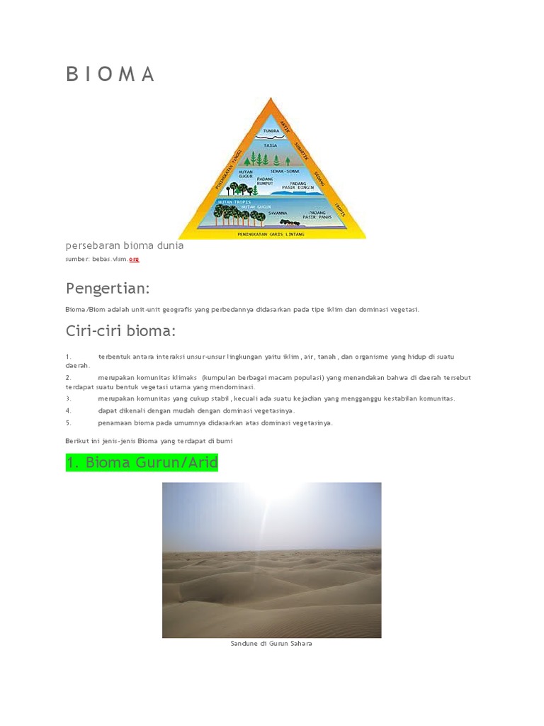 Bioma: Pengertian: Ciri-Ciri Bioma | PDF
